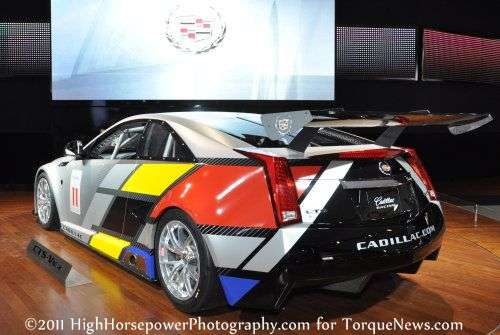A driver’s side rear shot of the Cadillac CTS-V Coupe race car at the ...